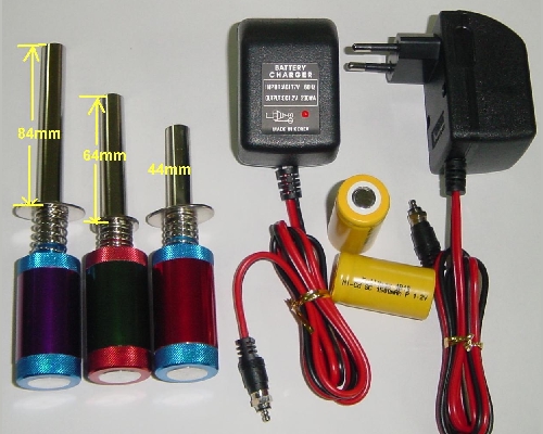 Glow Plug Igniter, Medium, 64mm, w/Battery Charger